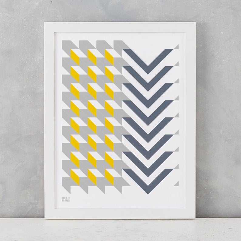 Geometric Chevron Screen Print - Colour & Space