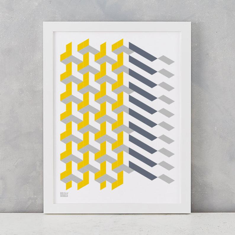 Geometric Polygon Screen Print - Colour & Space