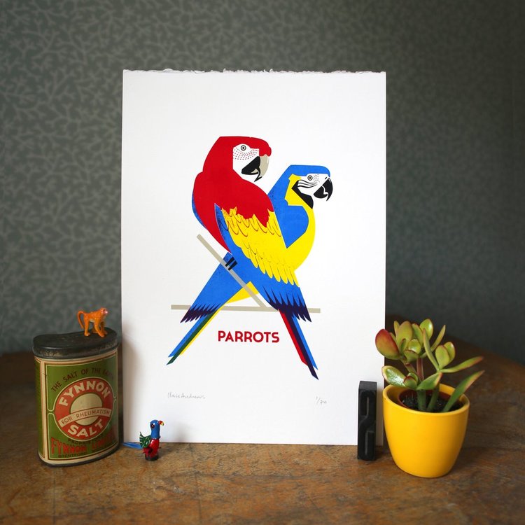Parrots Screen Print - Colour & Space