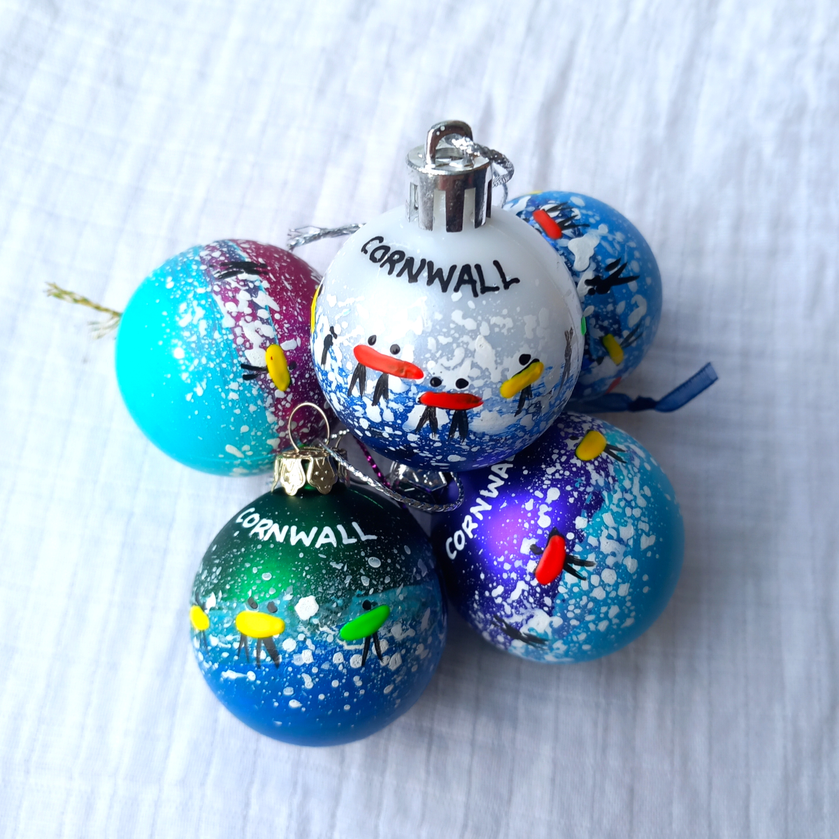 Small Cornwall Beachscape Bauble - Hand Painted - Colour & Space
